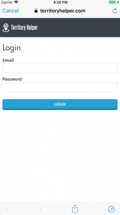 Territory Helper - Login Screen - ServicePlanner Territory Helper - Login Screen - ServicePlanner